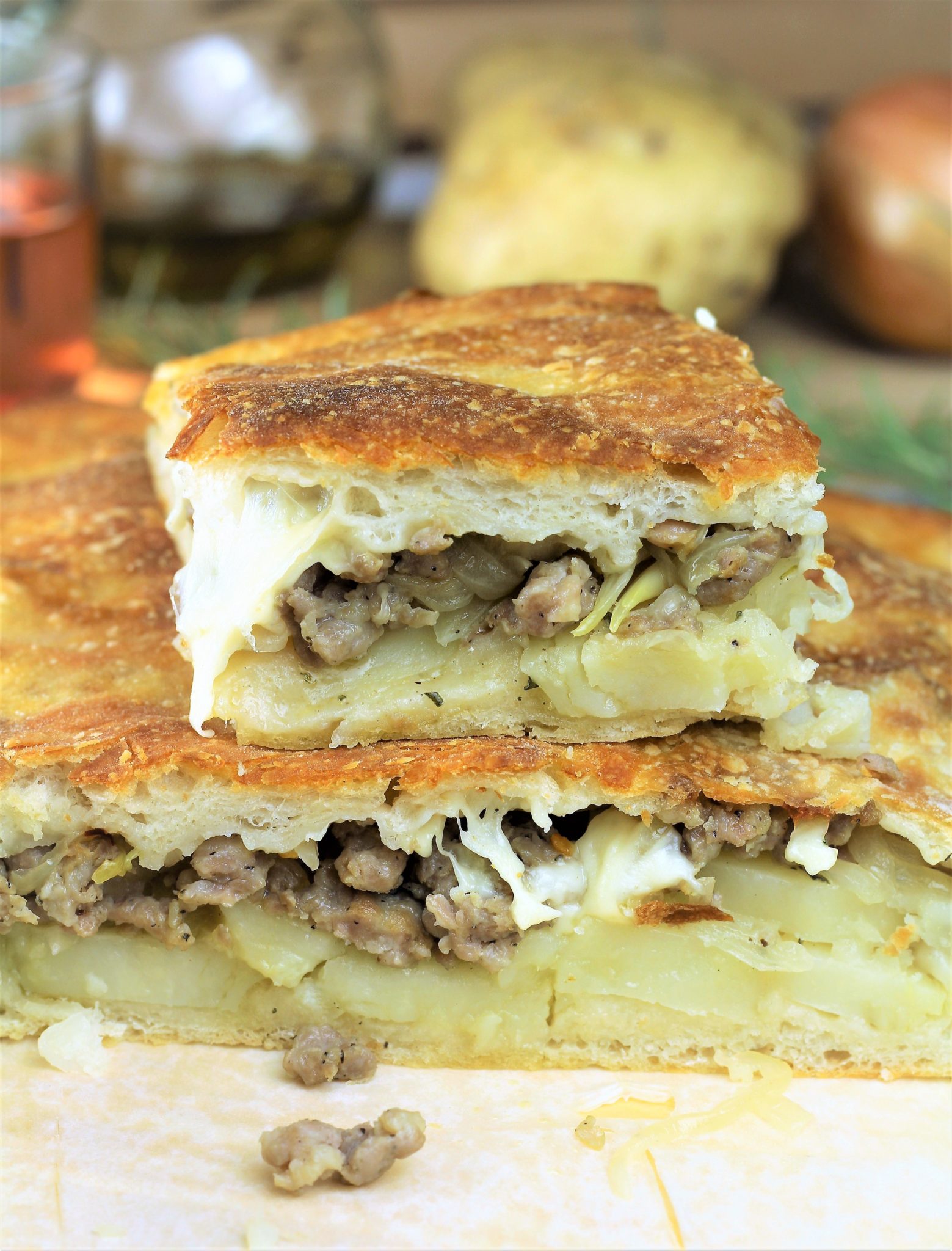 Scacciata with Potato and Sausage Filling - Mangia Bedda