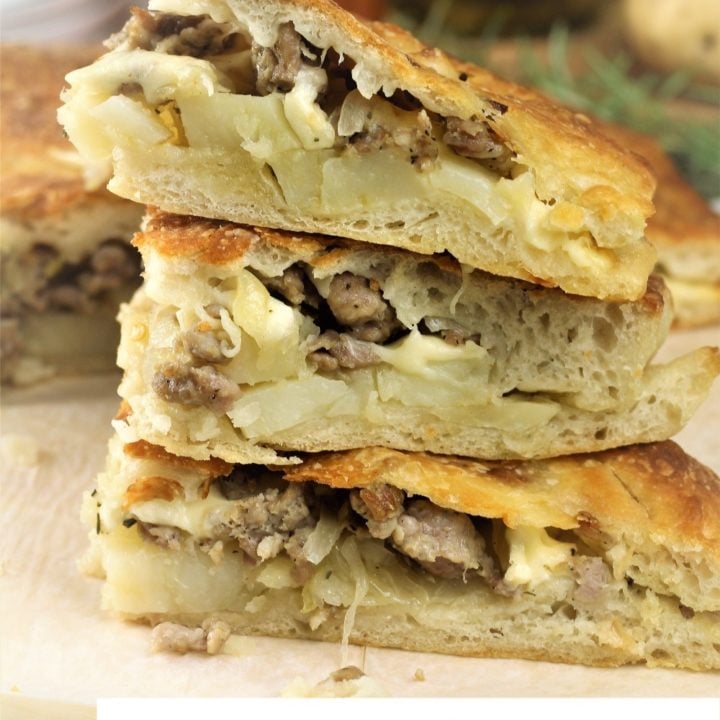 Scacciata with Potato and Sausage Filling - Mangia Bedda