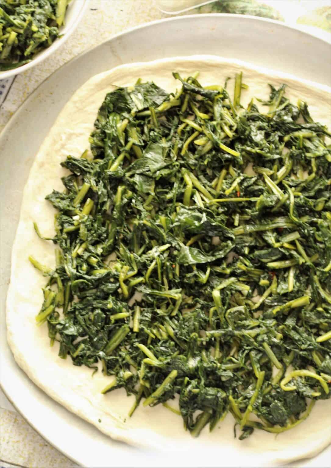 Chicory, Egg and Cheese Stuffed Pizza - Mangia Bedda