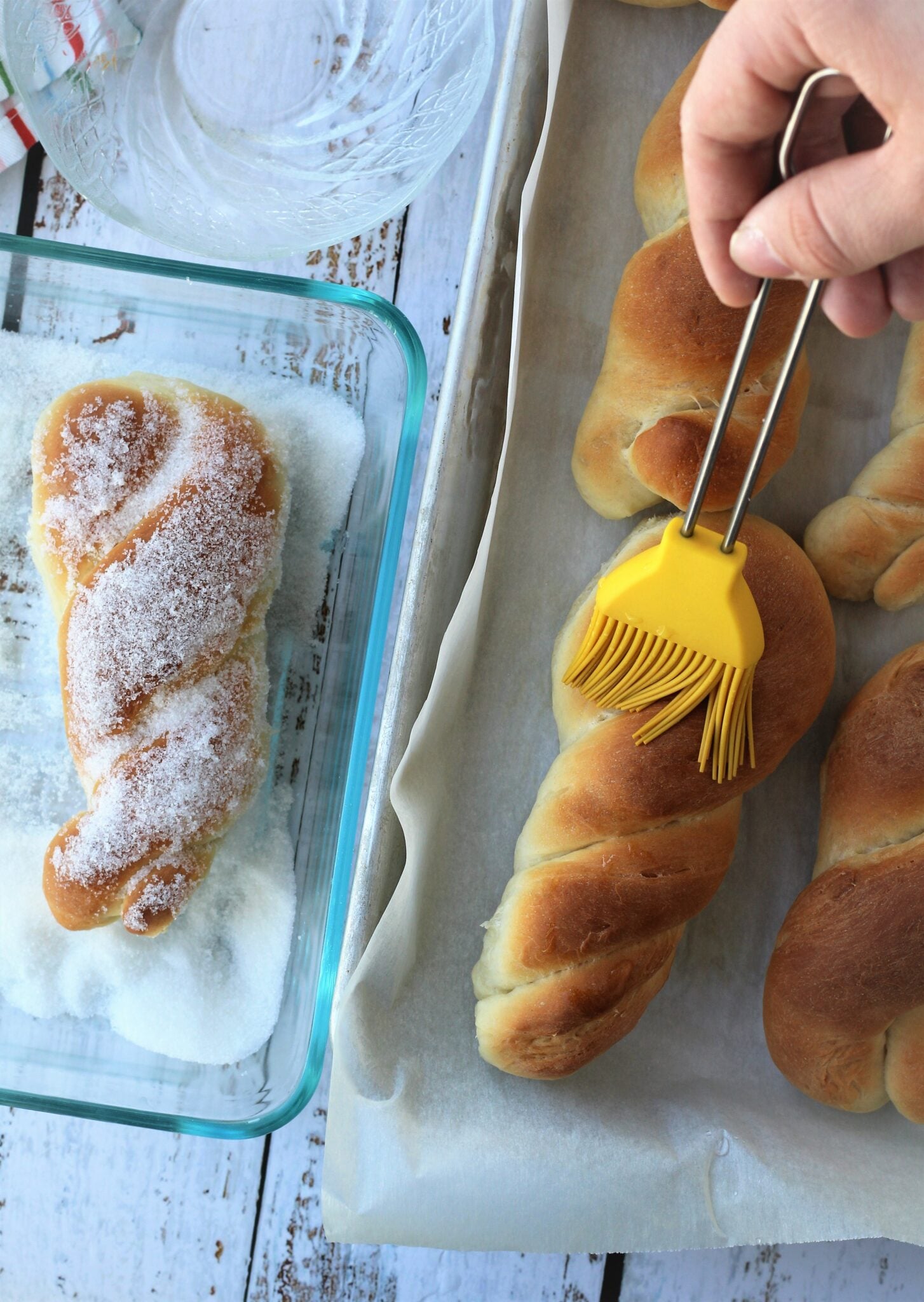 Baked Brioche Sugar Twists - Mangia Bedda